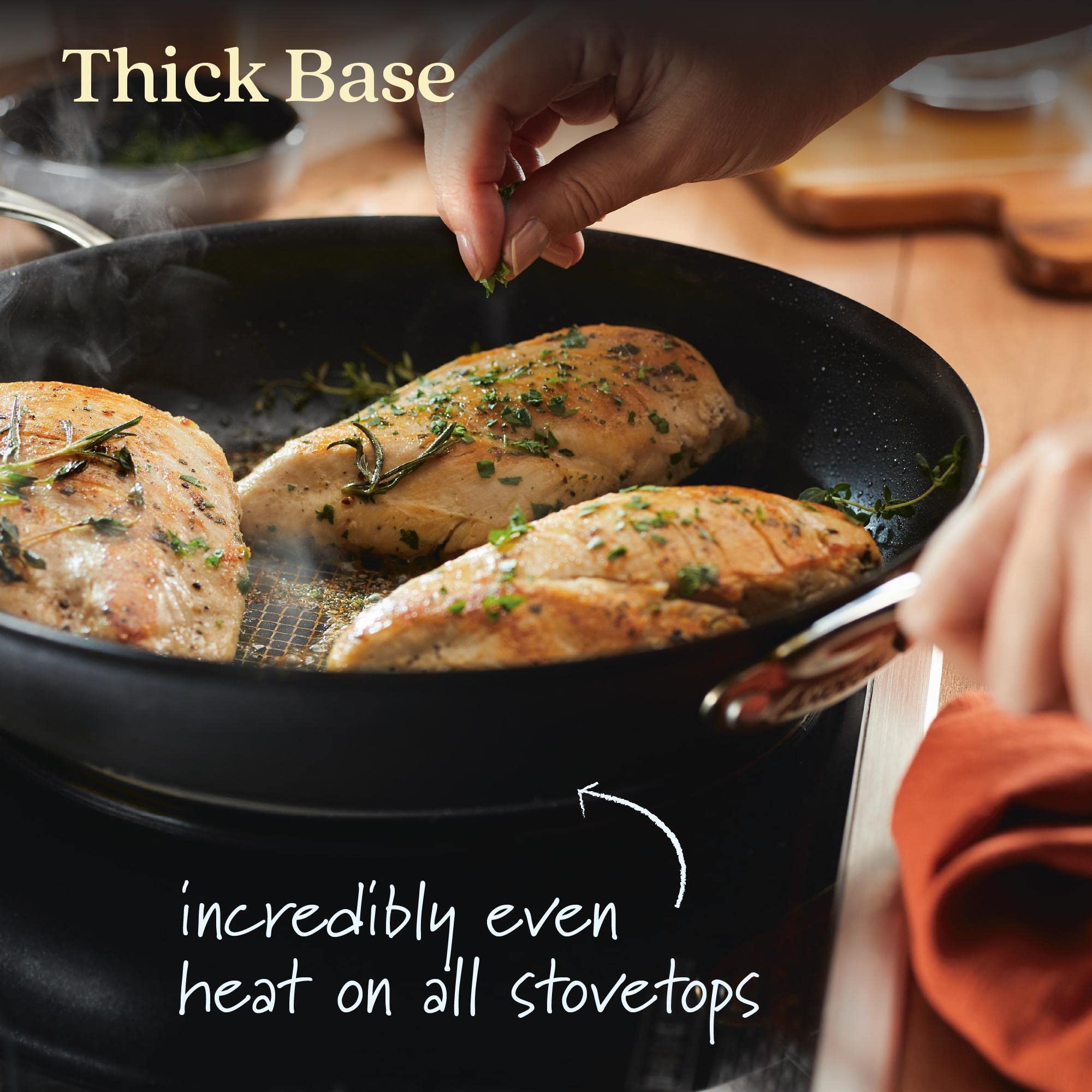 Anolon X SearTech Aluminum Nonstick Frying Pan with Helper Handle, 12-inch, Super Dark Gray