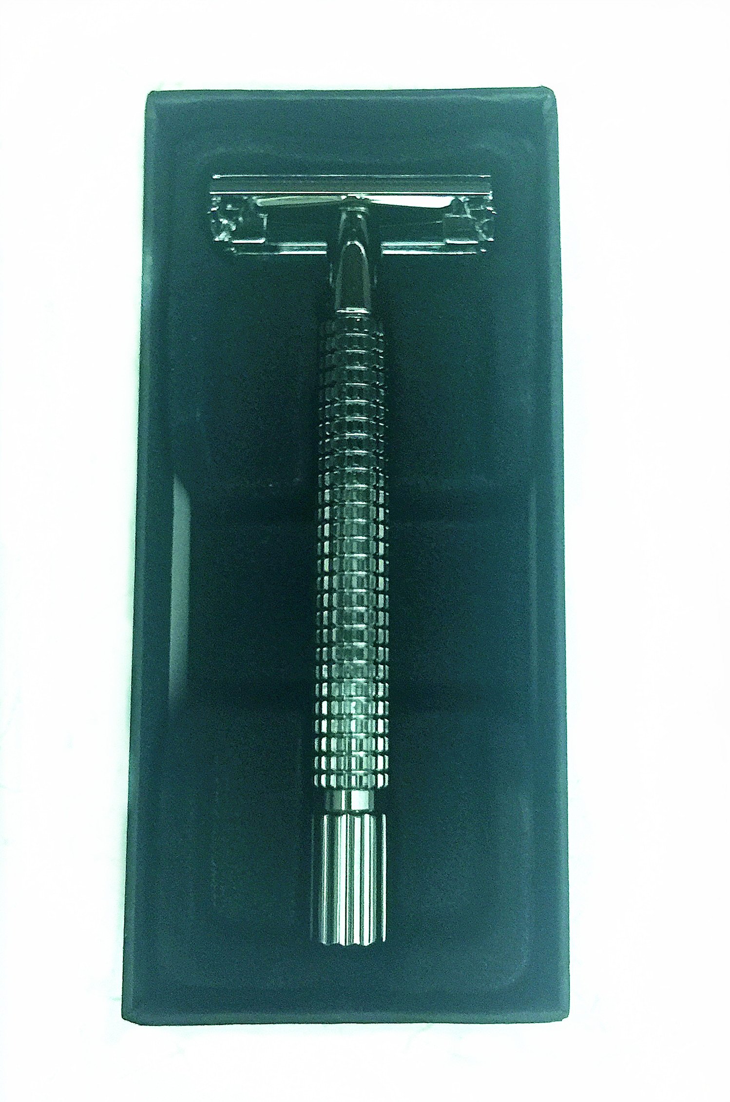 Edward London & Co Pearl Black Heavy Long Handle Double Edge Butterfly Open Safety Razor