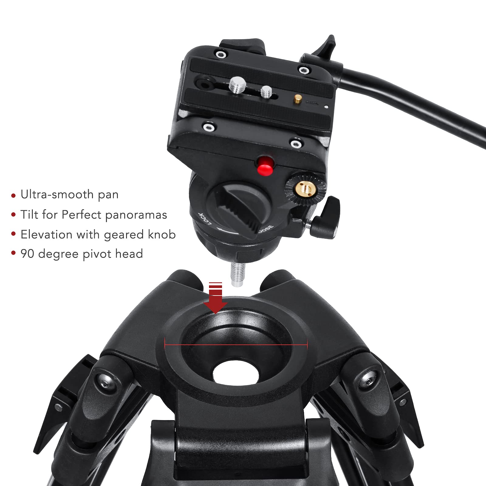 Andoer Professional Video Tripod System-67 Inch Professional Heavy Duty Aluminum Tripod with Detachable Fluid Drag Pan Tilt Head and Quick Release Plate Max Load 10kg/22lbs for Video Camcorder