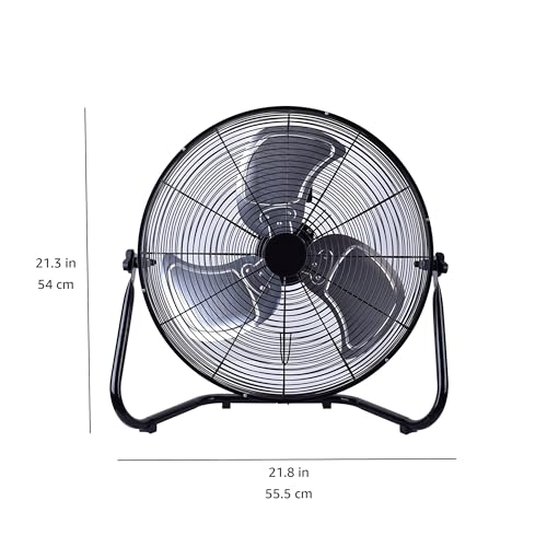 Amazon Basics 18-Inch High-Velocity Industrial Fan with 3 Speeds, Durable Metal Construction and Aluminum Blades, Ideal for Industrial & Commercial Spaces, 100 Watts, Black, 8.27"D x 21.85"W x 21.5"H