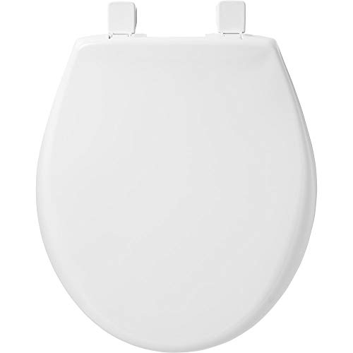 BEMIS 790TDGSL 000 Heavy Duty Closed Front Plastic Toilet Seat with Cover will Slow Close, Never Loosen & Reduce Call-backs, ROUND, Plastic, White