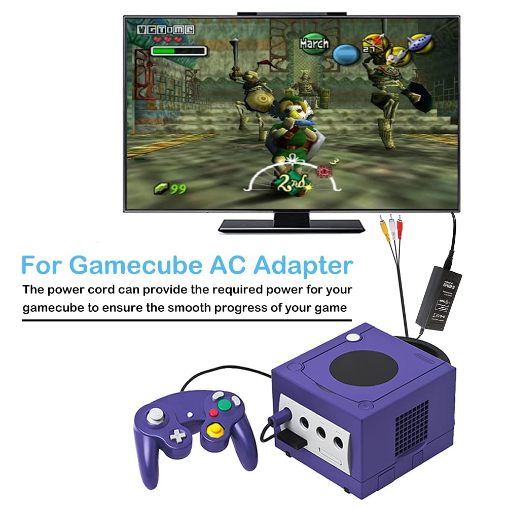 AC Power Supply for Gamecube, AV Composite Cable Cord Compatible with Gamecube NGC Console