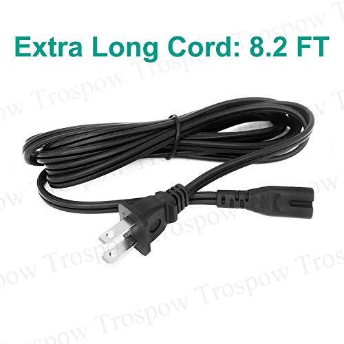 8.2ft 2 Prong Power Cord for Sony Playstation 4 PS4 Pro CUH-7200 series New Model 2-Slot AC Power Cord Replacement Supply Cable