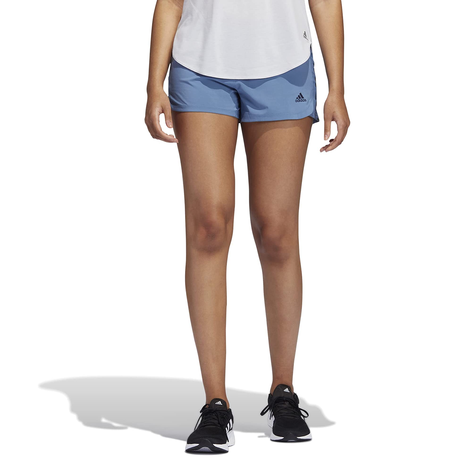 adidas Women's Pacer Training Woven Trim Short, Black/Black, Medium