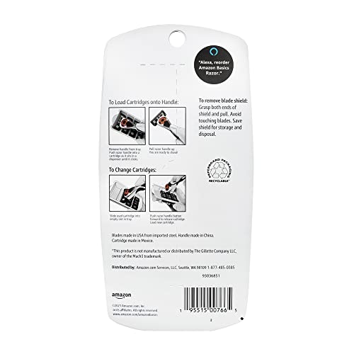 Amazon Basics 3-Blade Motion Sphere Razor for Men with Dual Lubrication, Handle & 2 Cartridges, Cartridges Fit Amazon Basics Razor Handles only, 3 Piece Set, Black (Previously Solimo)