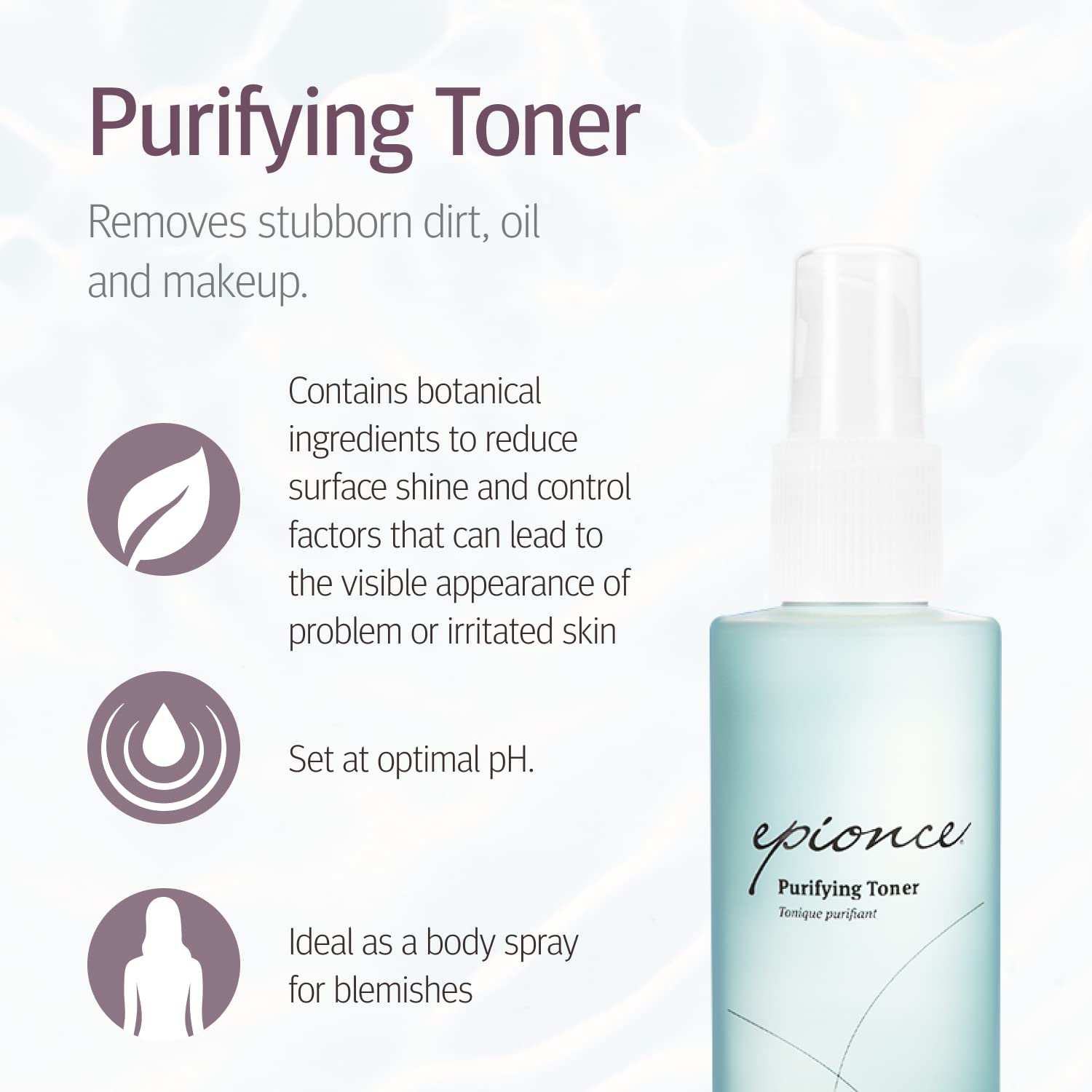 Epionce Purifying Toner - Facial & Body Toner for Problem Skin, Cleanses Dirt, Oil & Makeup with Willow Bark, Cucumber & Menthol, Dermatologist Skincare