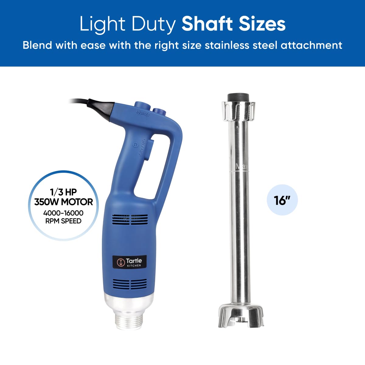 7” Stainless Steel Handheld Immersion Blender and 16” Light Duty Commercial Immersion Blender bundle