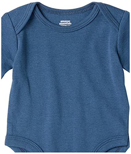 Amazon Essentials Unisex Babies' Long-Sleeve Bodysuits, Pack of 6, Navy/Grey Heather/White, 24 Months