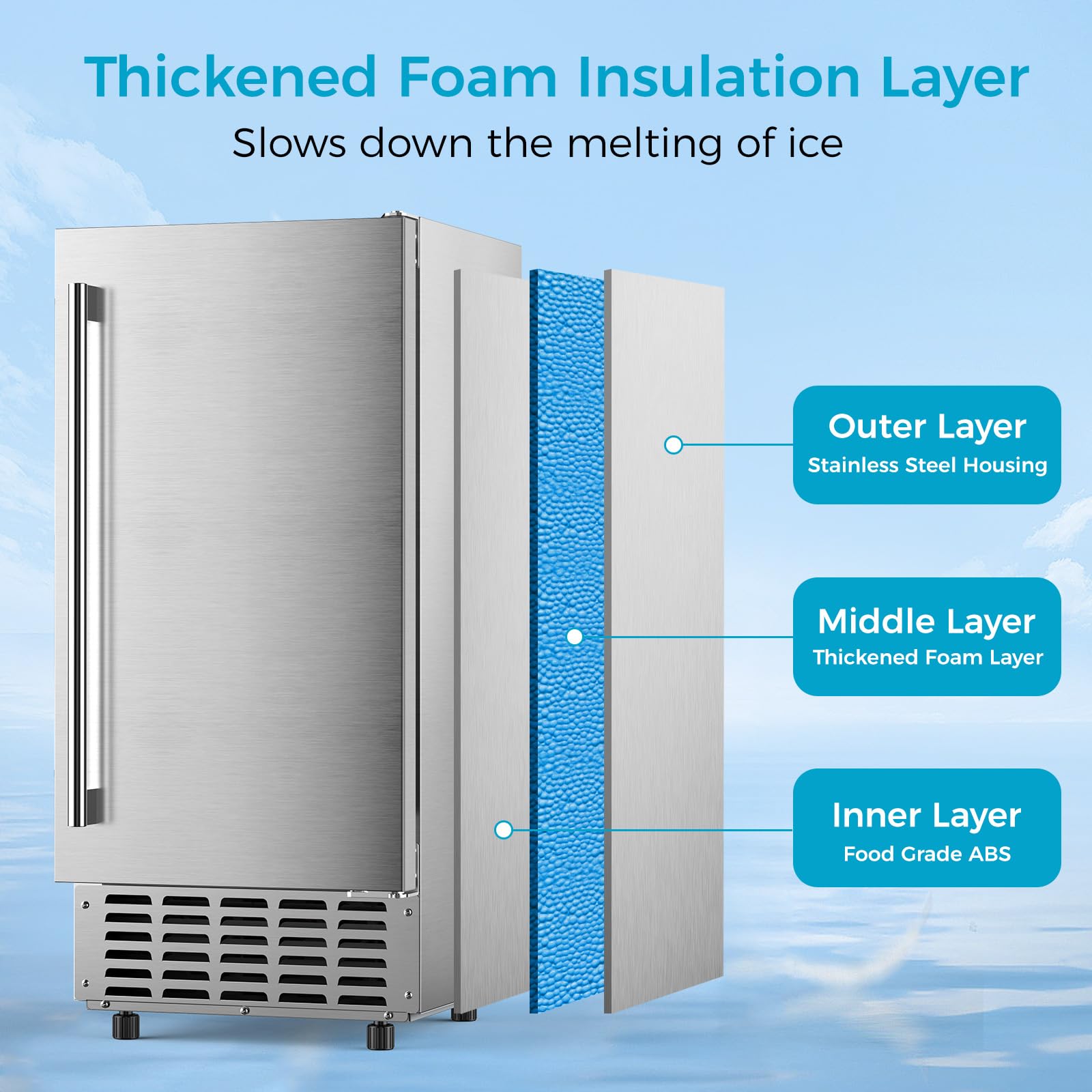 COWSAR Commercial Ice Maker Machine, Nugget Ice, 66lbs/24H Stainless Steel Under Counter Ice Maker, Self-Clean&24H Timer, Commercial Nugget Ice Machine with LCD Display, Ideal for Bar/Cafe/Restaurant