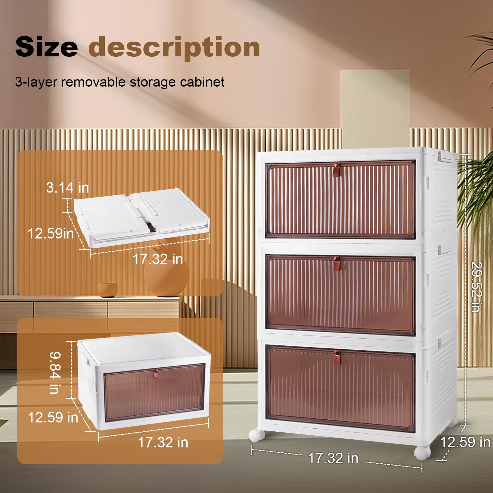 Large Capacity Stackable Storage Bins - Organize Storage Bins Plastic 3 Tier 96Qt White, Stackable Storage Containers with Lids 24Gal, Durable Foldable,Storage for Clothing, Toys, Tools, Books...