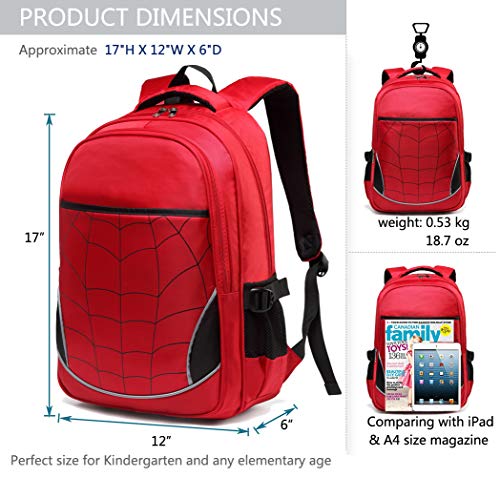 BLUEFAIRY Boys Backpacks with Lunch Bag for Kids Primary Elementary School Bags Set Eementary Book Bags Lightweight Durable Gifts 2pcs (Red)