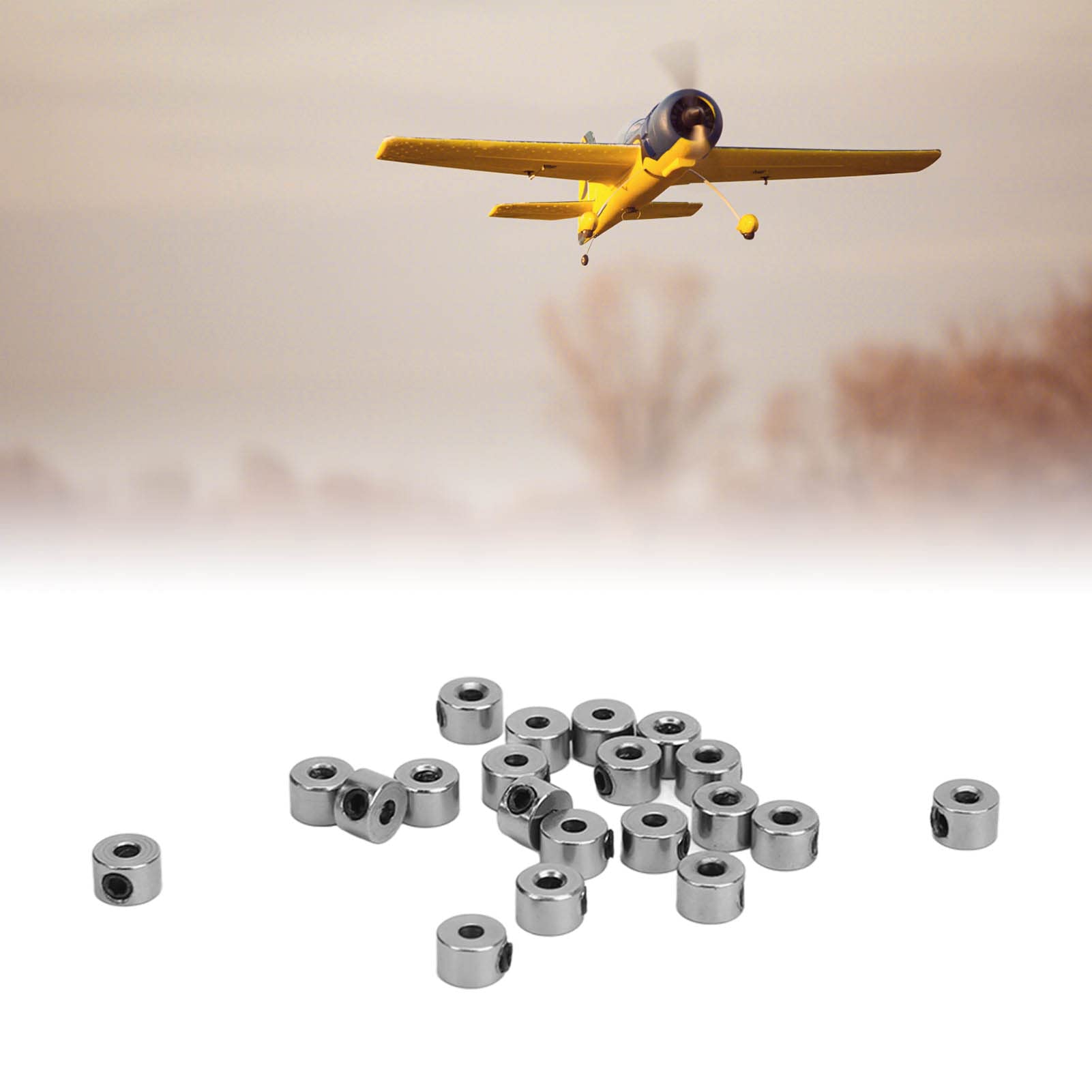 Dilwe Shaft Collar, Landing Gear Stopper Set Wheel Collar Ring, Stainless Steel 2.1mm Landing Gear Stopper Set Wheel Collar RC Airplane Accessory