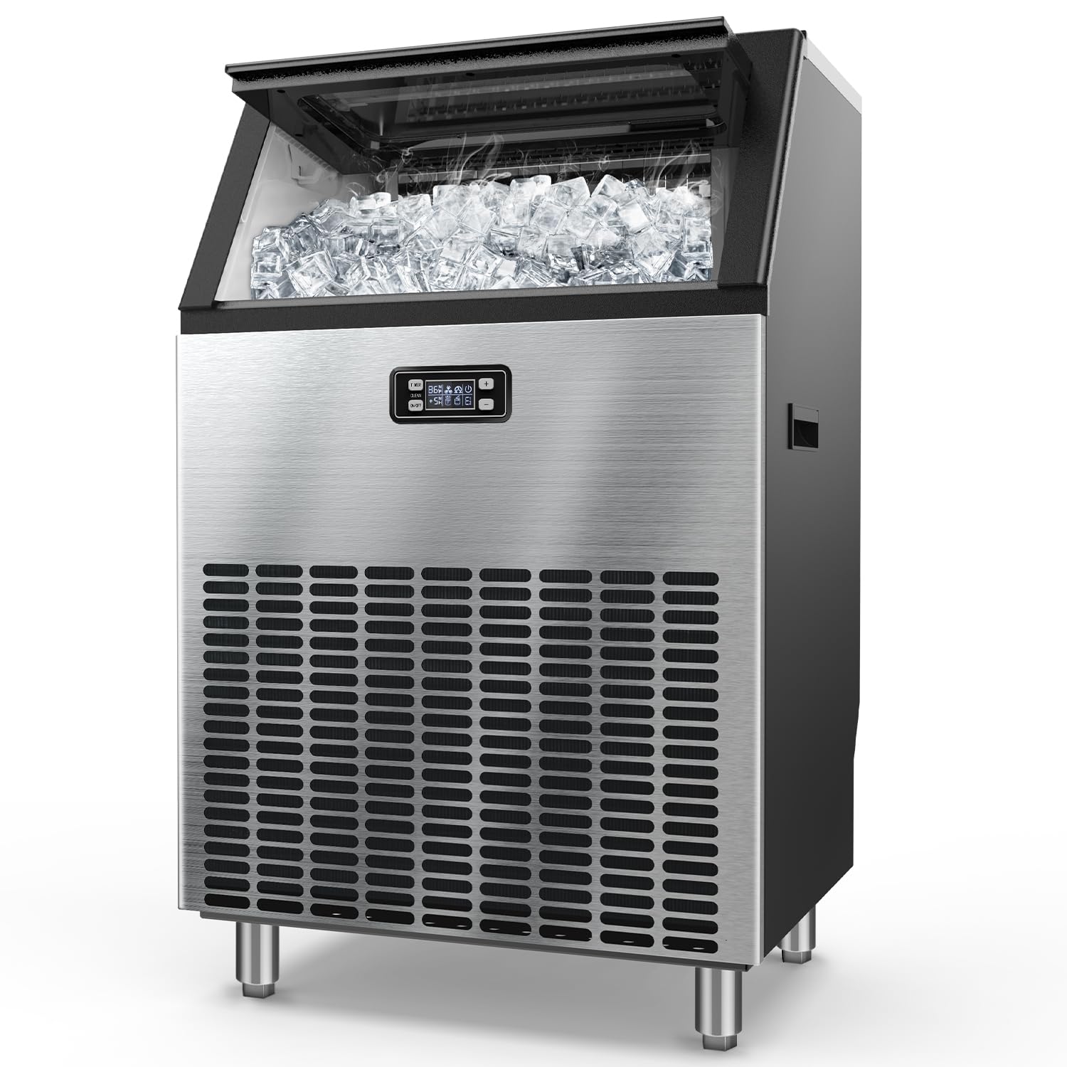 Joy Pebble Ice Maker Commercial, 200lbs/24H/8,800pcs, 90 Cubes/Cycle, Ice Size Control,24H Timer,Freestanding Ice Maker Machine Under Counter for Restaurant, Bar, Office, Home Partie