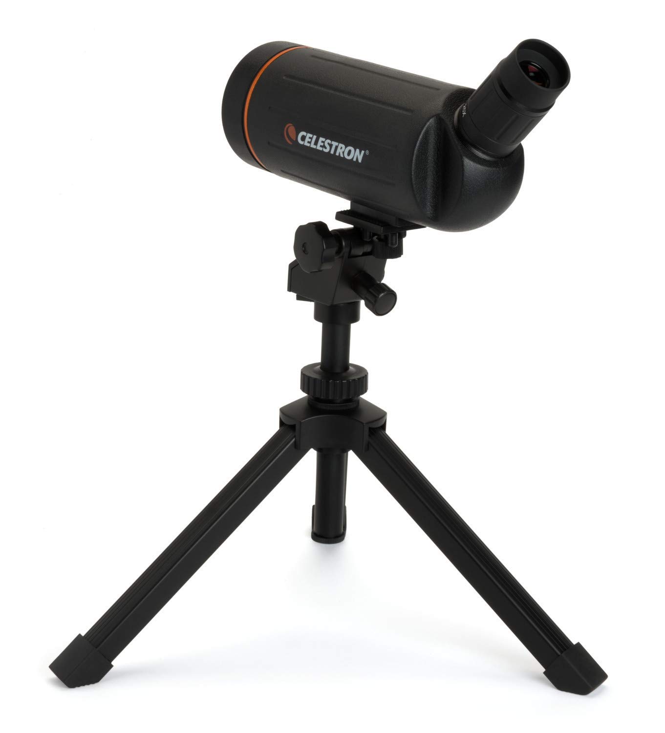 Celestron – Mini MAK 70mm Angled Spotting Scope – Maksutov Spotting Scope – Great for Long Range Viewing – 25–75x Zoom Eyepiece – Multi-Coated Optics – Rubber Armored – Tabletop Tripod Included,Black