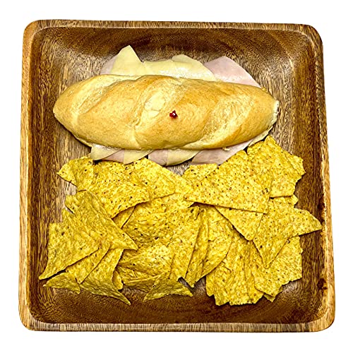 WRIGHTMART Wood Plates, Set of 4, Durable, Versatile, Rustic Authentic Design, Tableware for Dining, Each Plater is Hand Shaped, Inherently Unique, Displaying Natural Variations, Square 10" x 10"