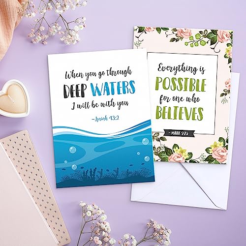 Scripture Cards - Set of 48 Boxed Bible Verse Blank Note Cards with Envelopes - Christian Greeting Cards/Inspirational Prayer Cards, 6 Designs. Christian Stationary with Bible Verses