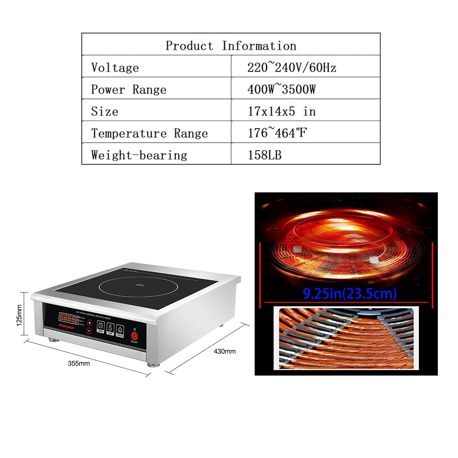 Abangdun Mini Induction Cooktop, Small Burner 700W/120V Mini Hot Plate Electric Stove Cookter for Traveling Camping small kitchen spaces Small Induction Cooktop for Coffee,Tea & Milk