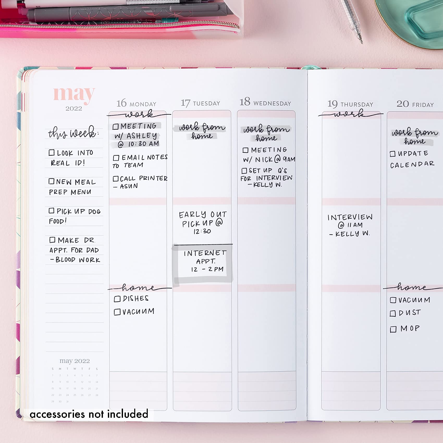 8” x 10” 12 Month Soft Bound Life Planner ( Jan 2022 – Dec 2022 ) – Colorful Mid Century Circles Cover + Mid Century Circles Interior Pages. Vertical Weekly and Monthly Agenda by Erin Condren