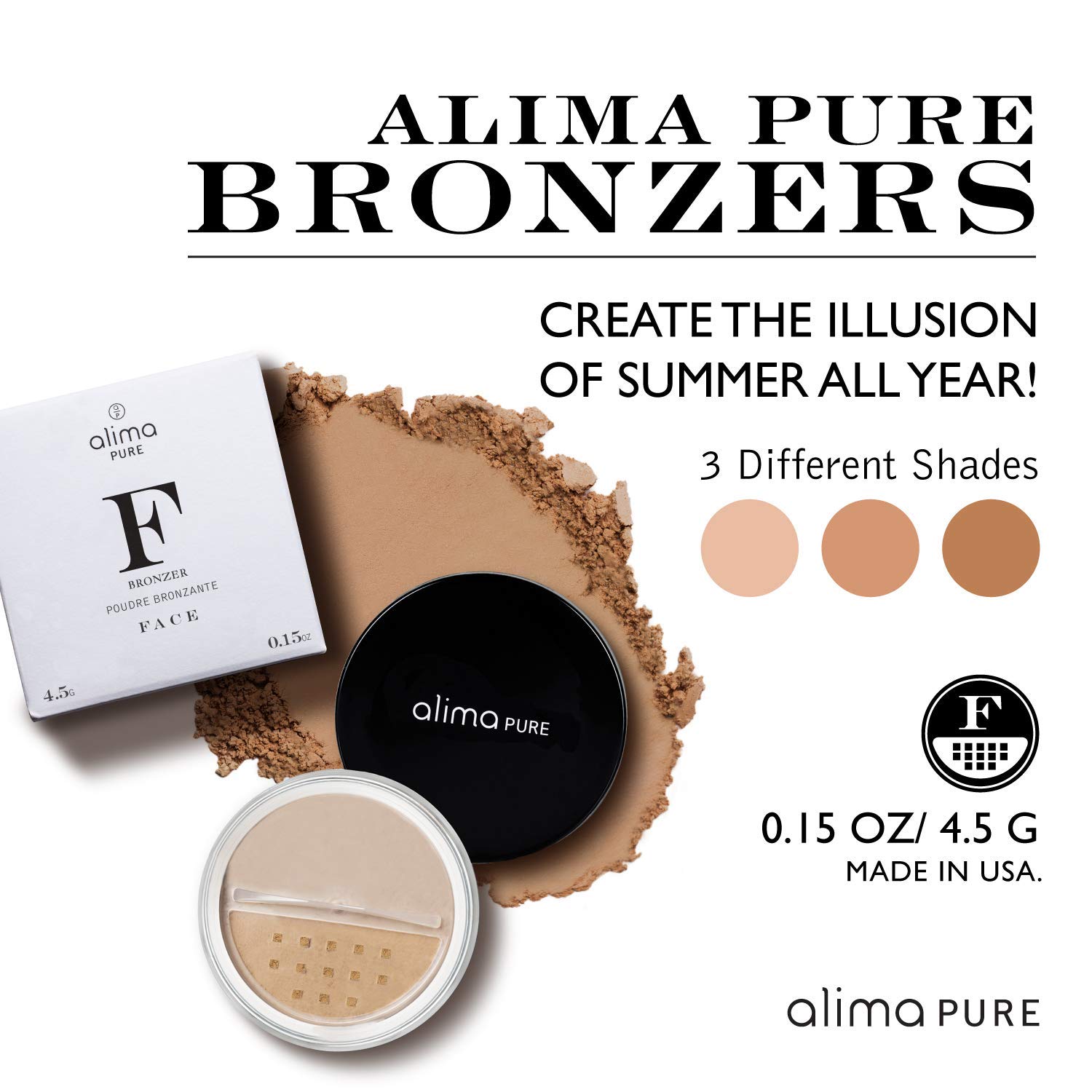 Alima Pure Bronzer Powder Matte Bronzer, Natural Talc Free Bronzer Makeup, Face Bronzer Powder Contour Loose Mineral Bronzing Powder, Natural Bronzer Powder, Mineral Powder Makeup, Mauna Loa