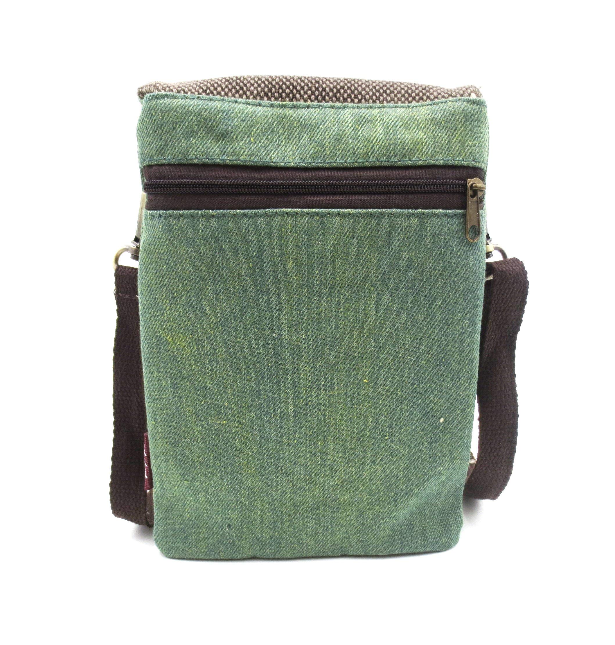 Cute Small Mini Double Pockets Crossbody Shoulder Messenger Bag Cell Phone Pouch Travel Purse Wallet Green