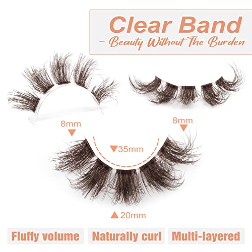 Alice Brown Lashes False Eyelashes Wispy Lashes DIY Lash Clusters Mink Fluffy Volume Russian Strip Lashes Eyelash Extensions Eye Lashes Pack Fake Lashes 14 Pairs by ALICE, 28.0 Count