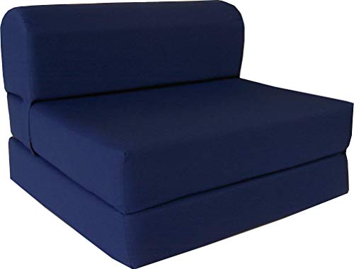 D&D Futon Furniture Navy Blue Sleeper Chair Folding Foam Bed, Studio Guest Beds, Sofa, High Density Foam 1.8 lb, 70 x 36 x 6