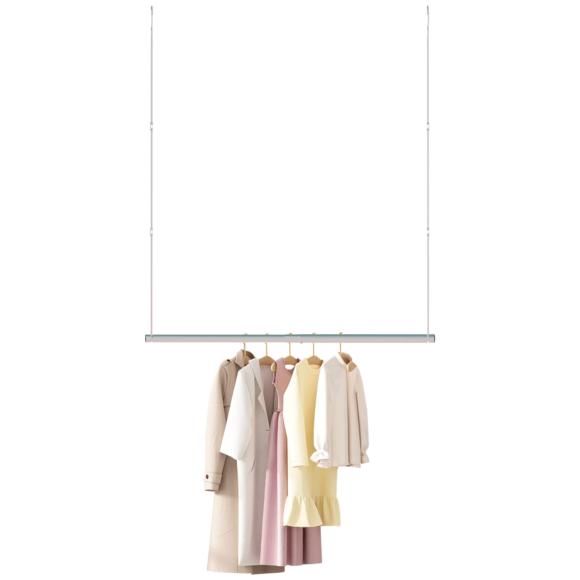 STO STO 1 Pack Closet Hanging Rod, Length and Height Adjustable Closet Rod, Space-saving Closet Extender Hanging Bar for Hanging Clothes, Chrome