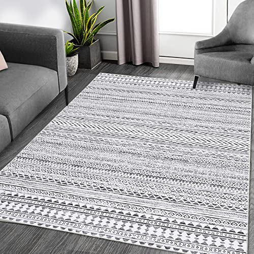 IMINROME 8 x 10 Large Machine Washable Area Rug Boho Rug for Living Room Low Pile Non-Slip Rug Stain Resistant Area Rug for Bedroom Home Office, 8' x 10'