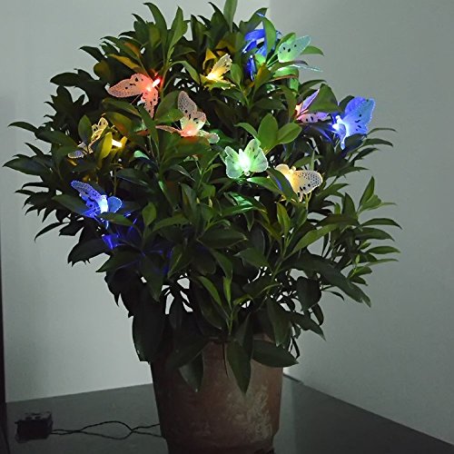 cuzile 20pcs Solar Powered Butterfly Lights Waterproof Solar Garden String Lights for Christmas, Tree, Home, Holiday, Fence, Yard, Wedding,Patio Party Decoration Light