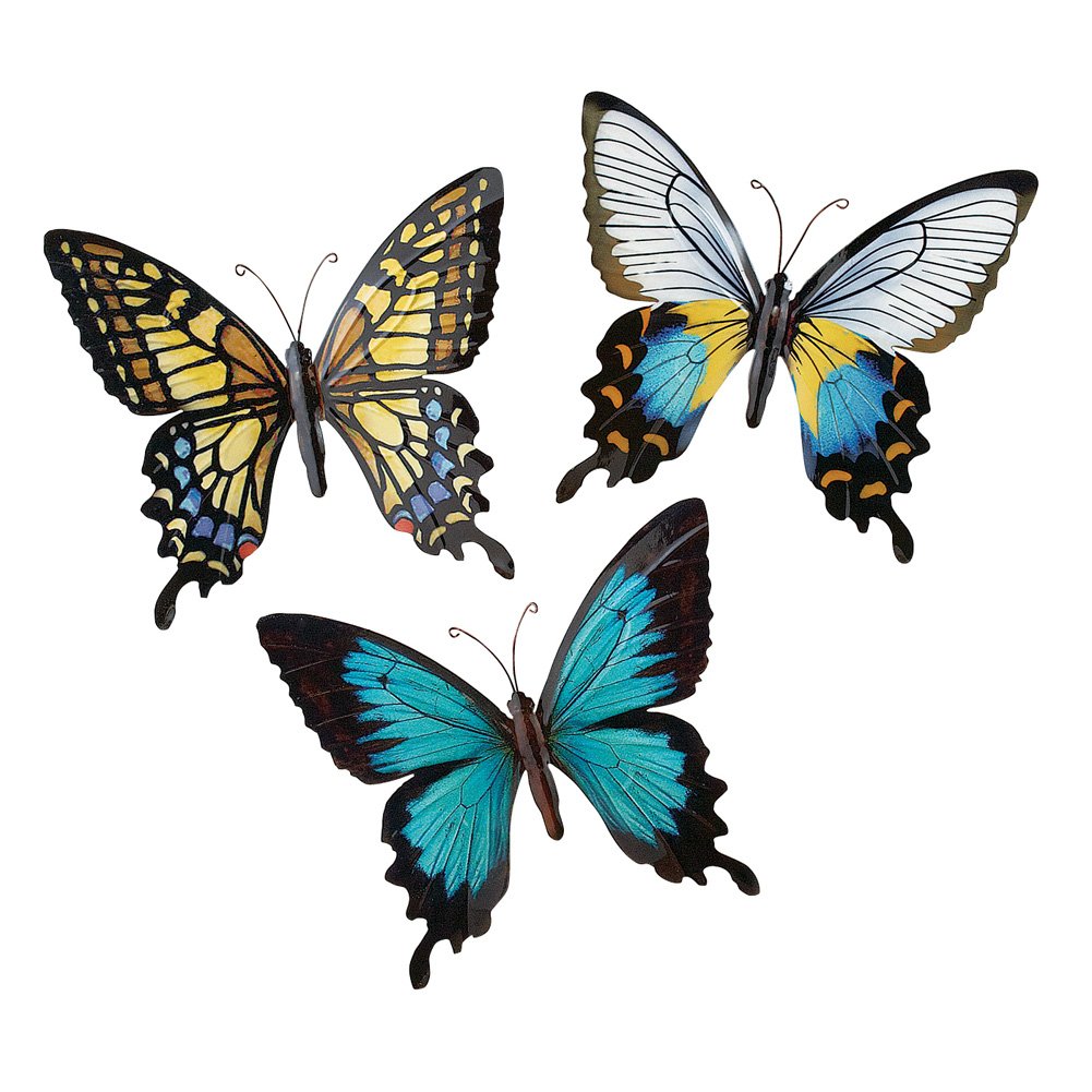 Collections Etc Metal Butterfly Wall Art Decoration, Set of 3 Fauna, Insect, Garden Theme DƩcor
