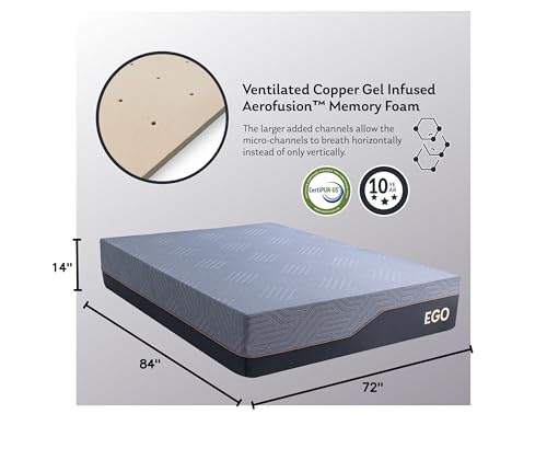 Copper Gel Memory Foam Mattress, 14 Inch Cal King Size Memory Foam Mattress, CertiPUR-US Certified, Bed in a Box, Black