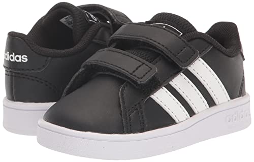 adidas unisex baby Grand Court Tennis Shoe, Black/White/White, 7.5 Toddler US