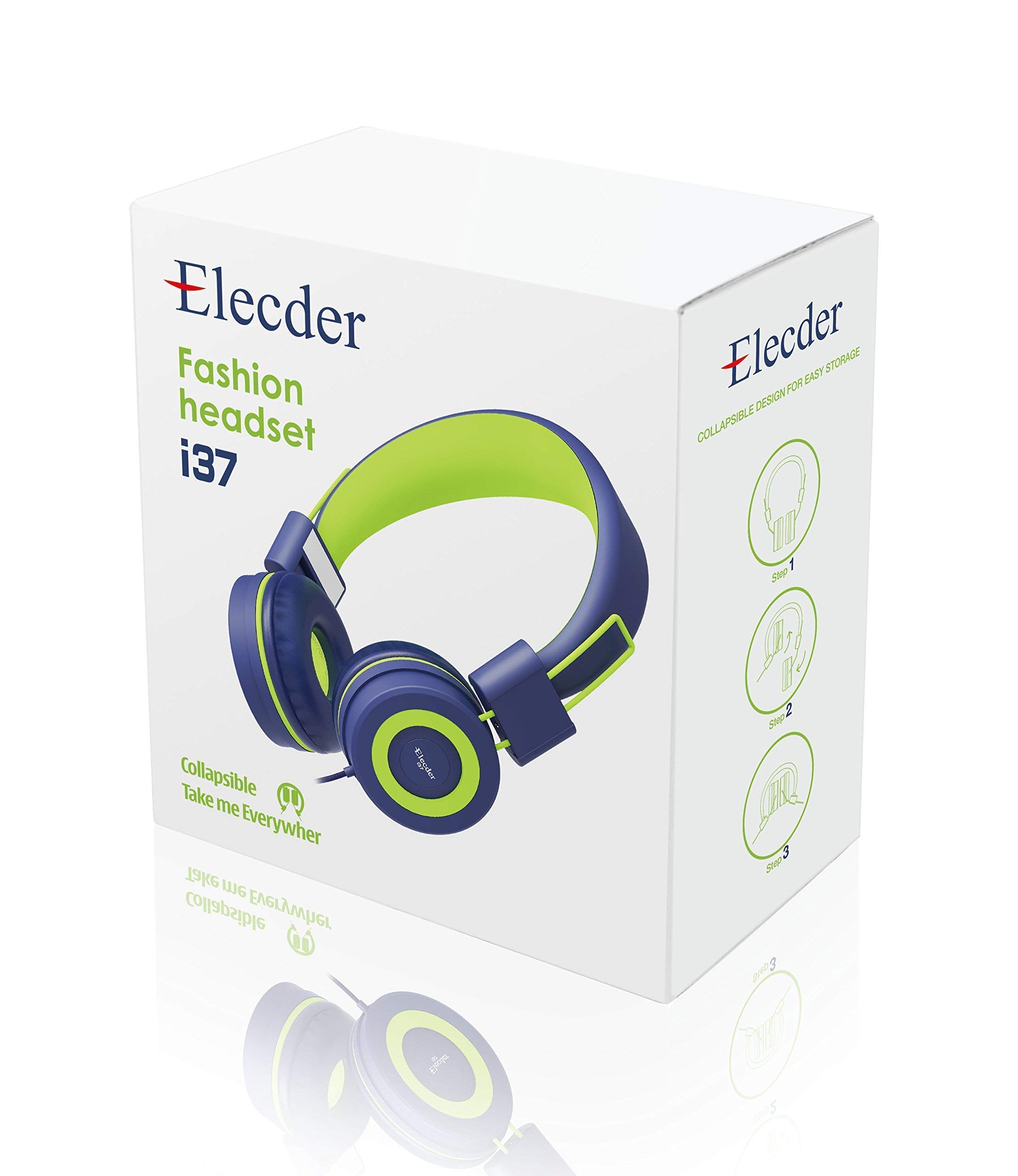 ELECDER Kids Headphones Bundle for Children Girls Boys Teens Foldable Adjustable On Ear Headphones 3.5mm Jack Compatible Cellphones Computer MP3/4 Kindle Airplane School Tablet