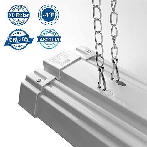 LED Utility Shop Light 4ft 5500 Lumens Super Bright 50W 5000K Daylight ETL Certified LED Garage Lights Durable LED Fixture with Pull Chain Mounting and Daisy Chain Hardware Included