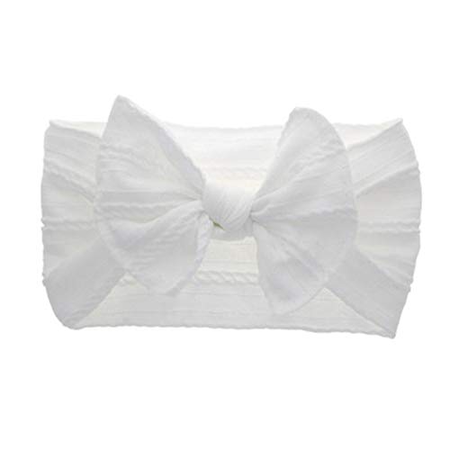 Rarjuiey Infant Baby Girl Nylon Bow-knot Headband Newborn Headwrap Hair Accessories with Knotted Bow (White Headband, One Size)