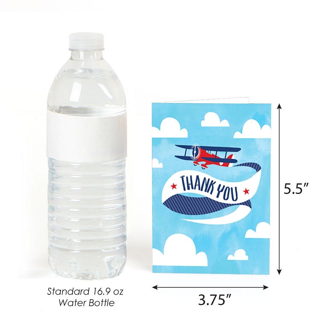 Big Dot of Happiness Taking Flight - Airplane - Vintage Plane Baby Shower or Birthday Party Thank You Cards (8 count)