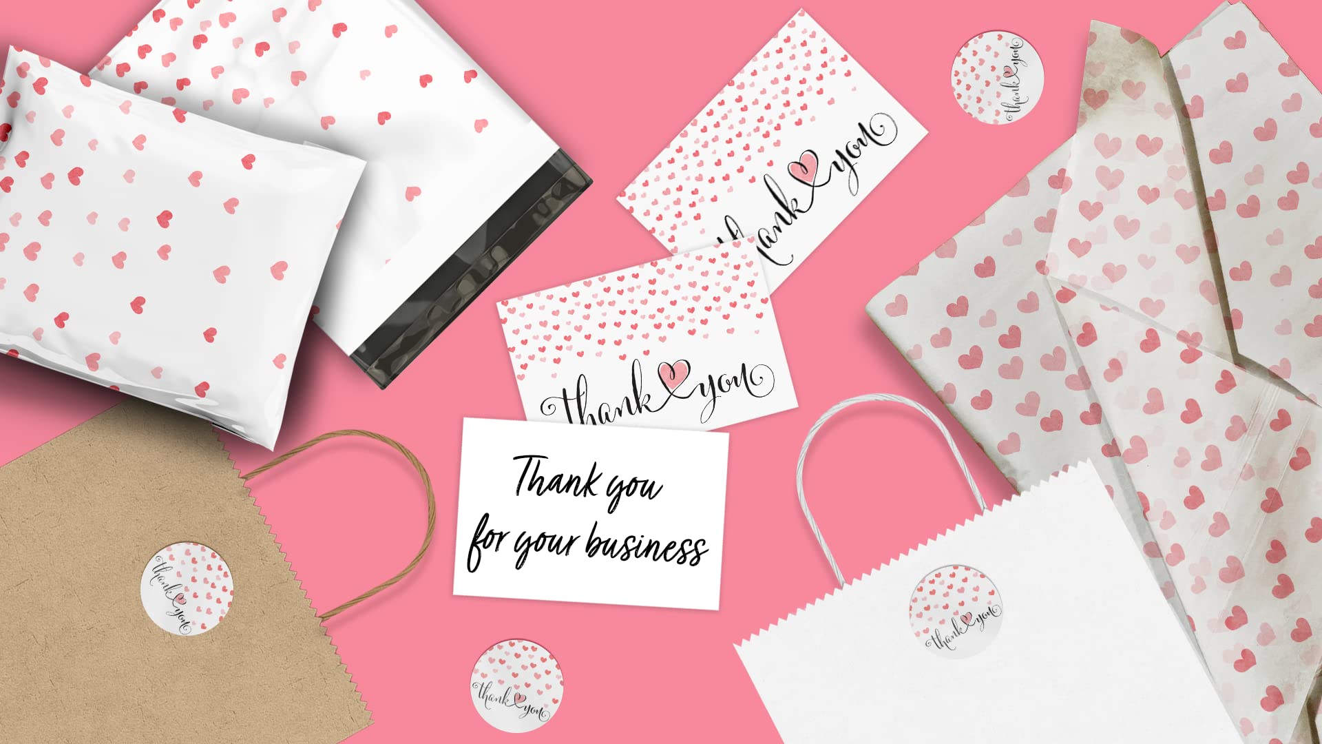 Pro Supply Global (50) Count of 4x6 Fading Hearts Thank You Insert Cards