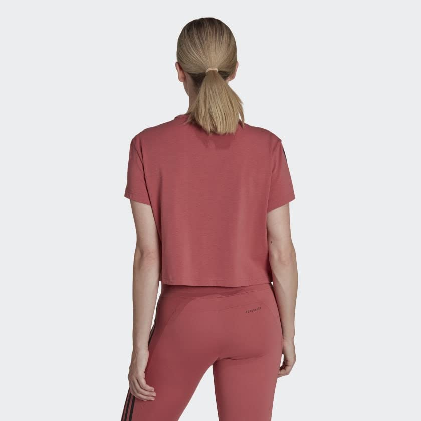 adidas Women's AEROREADY Cotton-Touch Cropped Sport Tee, Wonder Red, Large