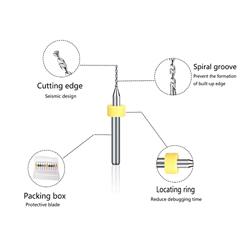 AUTIDEFY 60pcs 0.3mm-1.2mm PCB Drill Bit Tungsten Carbide Micro Drill Bits Set for Print Circuit Board Jewelry CNC Engraving,Precision Drilling for Amber Plastic Hardware