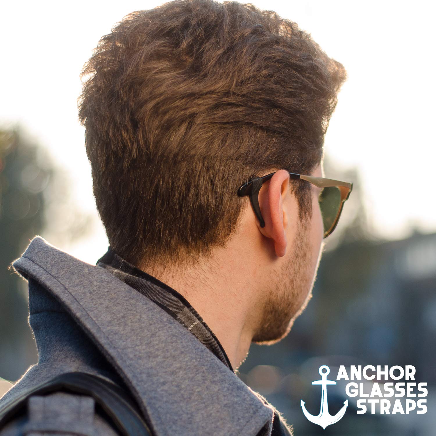 Anchor Glasses Straps - 3 Pack - Sunglasses Retainer Anti-Slip Glasses Grip Ear Hook Eyeglasses Anti-Slip Temple Tip Glasses Holder (Black)