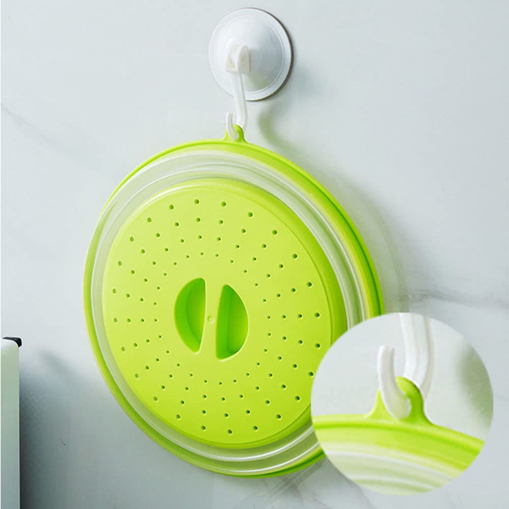 Collapsible Microwave Splatter Cover For Food With Silicone Mats, 10.5 Inch, Dishwasher-safe, Microwave Plate Cover With Steam Vent,BPA-Free Silicone & Plastic (2 PCS,blue & red)