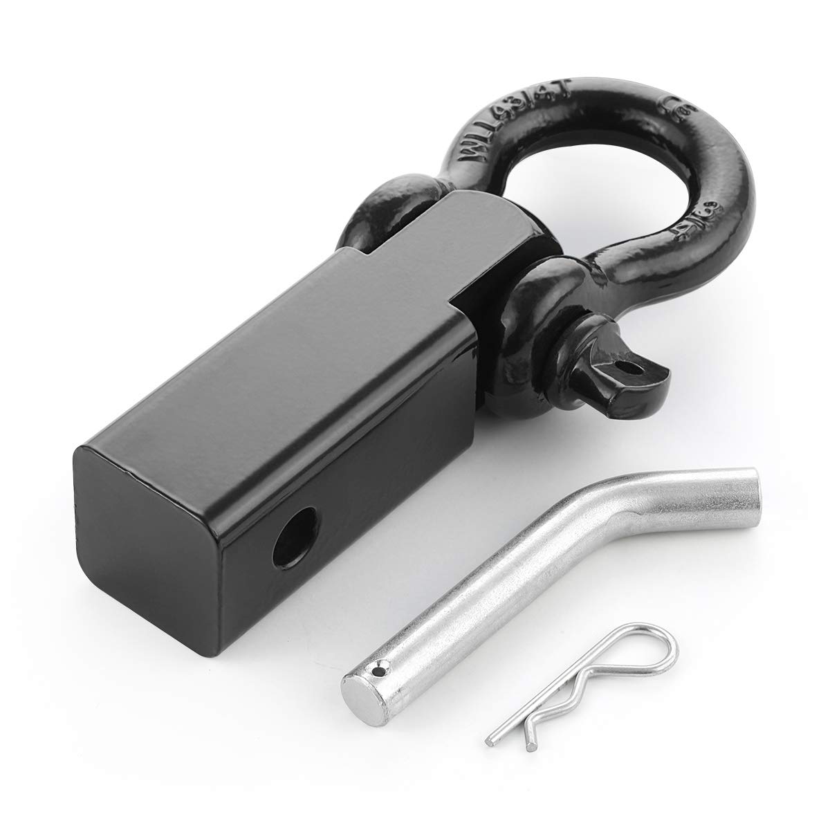 A-KARCK 2 Inch Shackle Hitch Receiver Fits 2 Inch Receiver Tube, Towing Accessories for Vehicle Recovery, Black Coating Never Rust