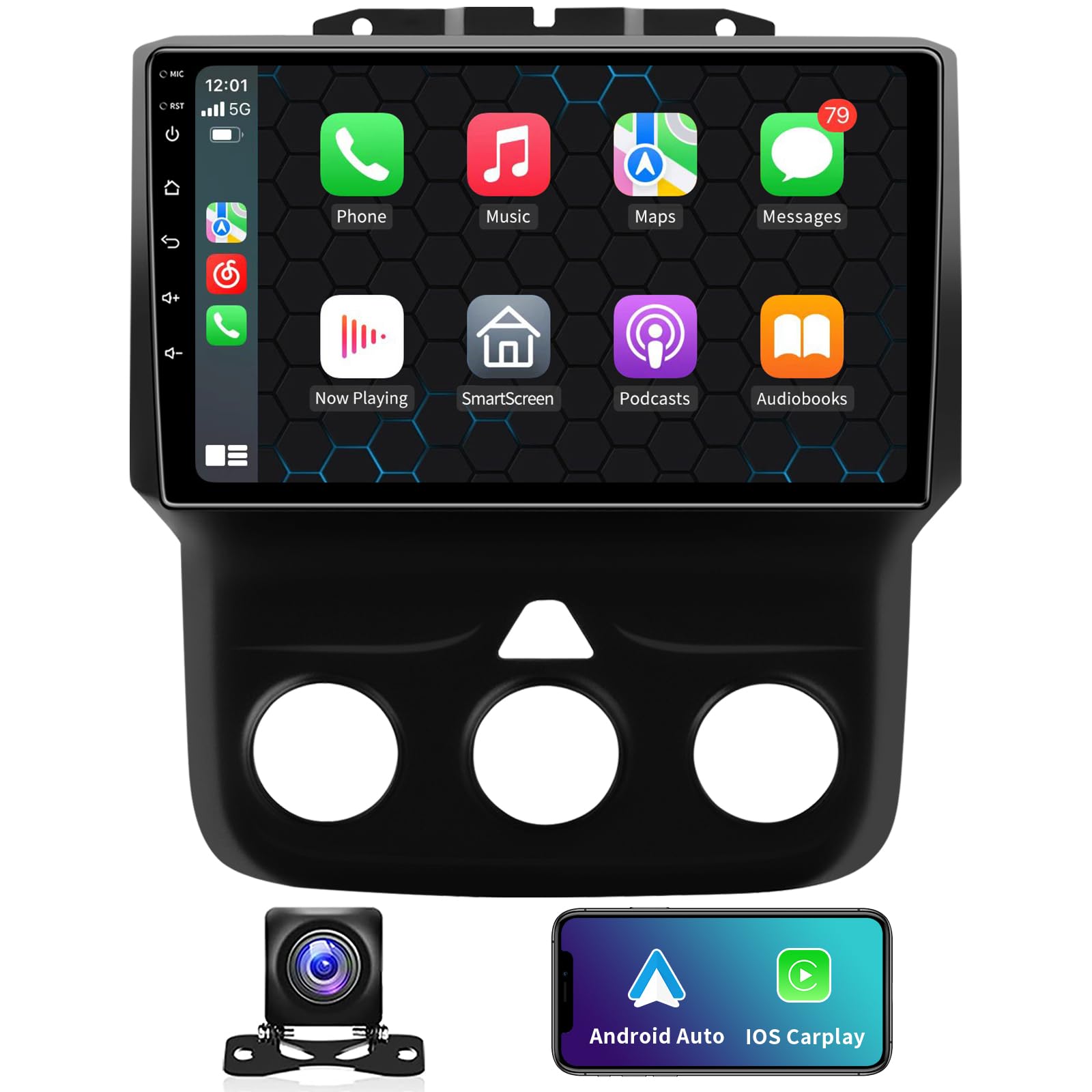 Android 13 Car Stereo Upgrade Radio for Dodge Ram 1500 2500 3500 2013-2018 Radio Replacement Installation Kit DSP Auto Stereo (4GB+32GB) Wireless CarPlay&Android Auto GPS(Only fit Manual AC)