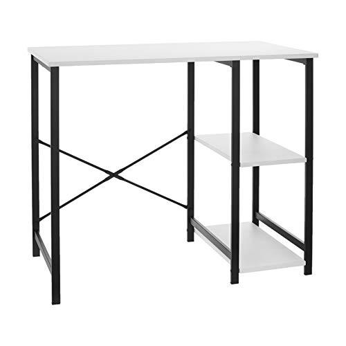 Amazon Basics Classic Home Office Computer Desk with Shelves, 29.5 x 19.6 x 35.5 Inches, White