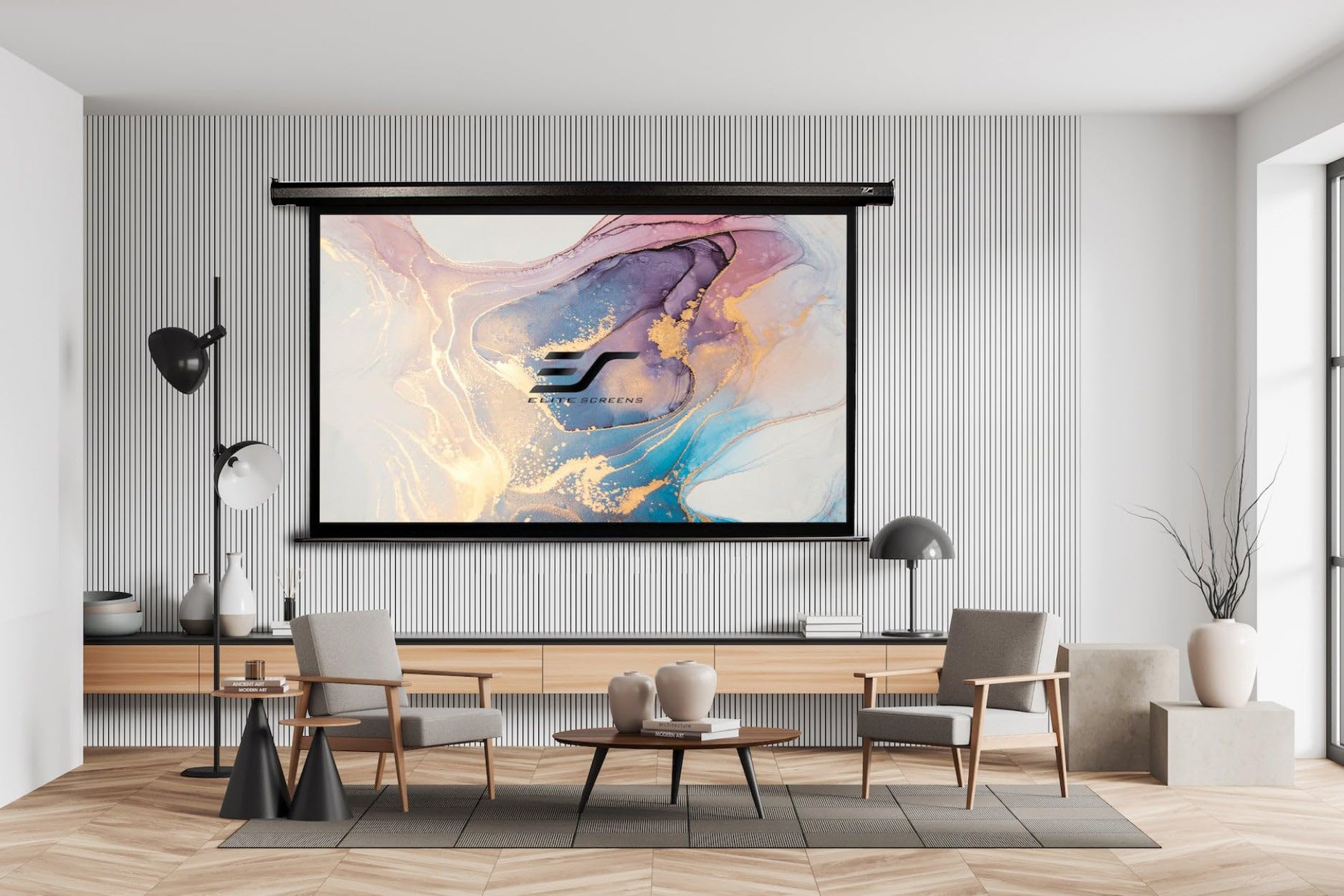 Elite Screens 125-INCH Spectrum RC1, Motorized Electric Projector Screen Home Theater 8K/4K Ultra HD Ready Projection, ELECTRIC125H2