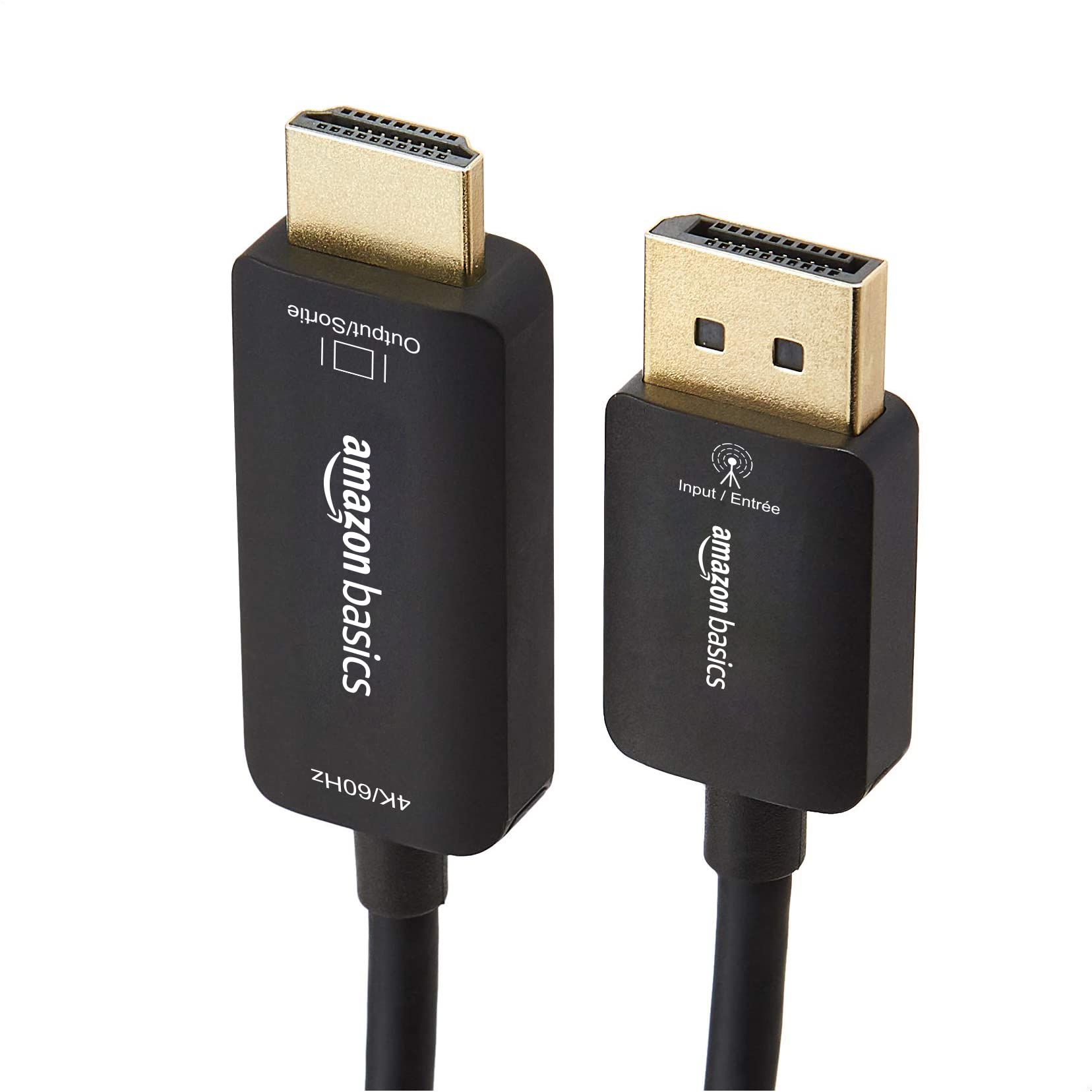 Amazon Basics DisplayPort to HDMI Display Cable, Uni-Directional, 4k@60Hz, 1920x1200, 1080p, Gold-Plated Plugs, 3 Foot, Black