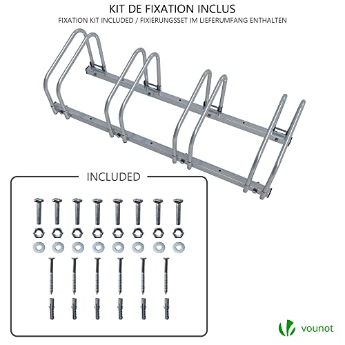 VOUNOT Bike Stand Floor 4 Rack Bike Garage Bicycle Storage Parking Rack Cycle Organizer Locking Stand for Indoor Outdoor