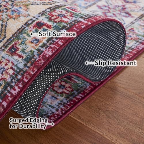 SAFAVIEH Tucson Collection Accent Rug - 4' x 6', Rust & Beige, Persian Design, Non-Shedding Machine Washable & Slip Resistant Ideal for High Traffic Areas in Entryway, Living Room, Bedroom (TSN196P)