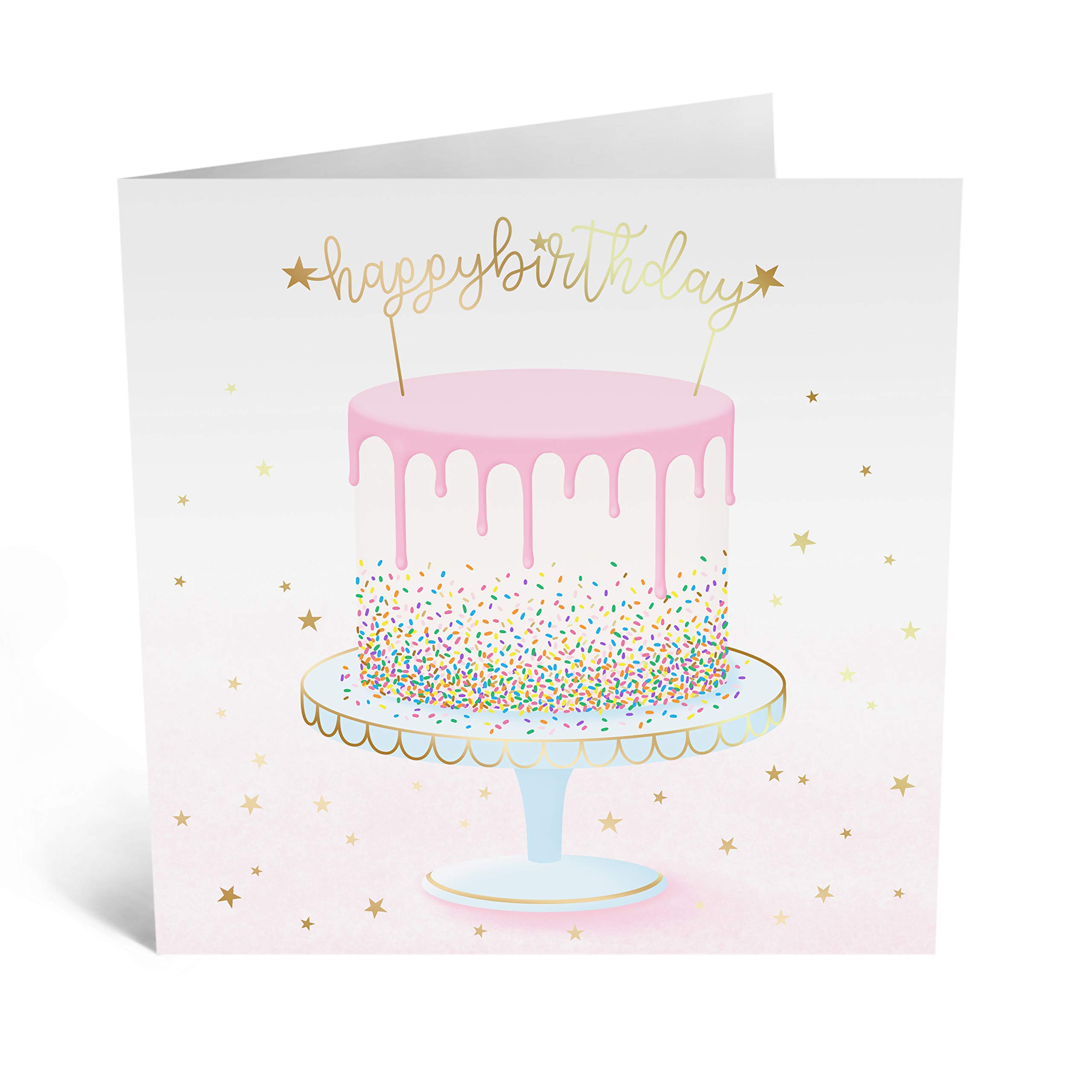 CENTRAL 23 — Cute Birthday Card for Her - Sparkle Cake - General Birthday Card for Women - Comes With Fun Stickers