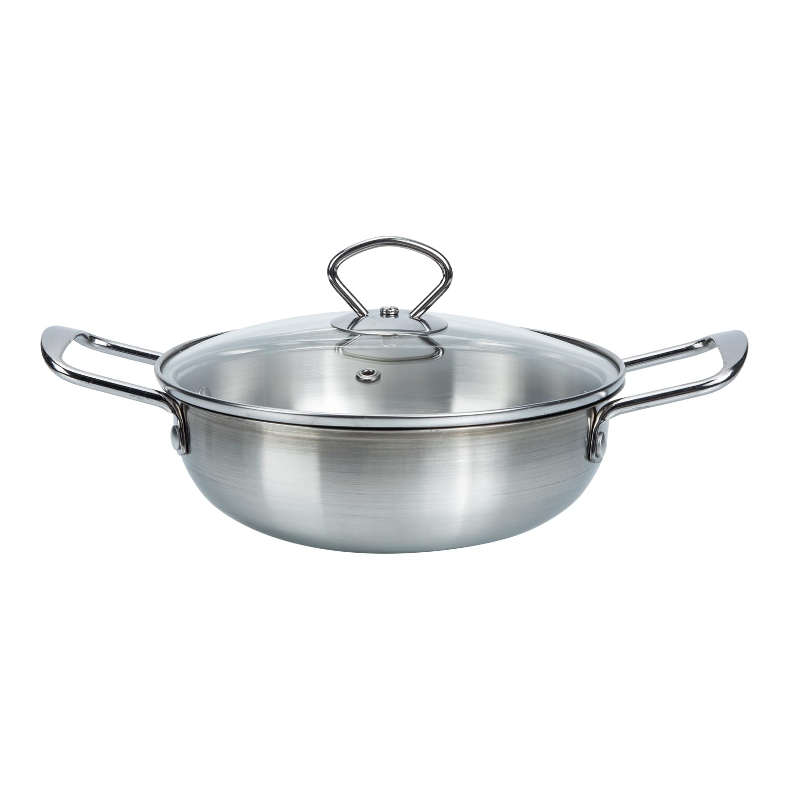 Pan with Lid Camping Cookware Stainless Steel Hot Pot Pot Without Divider Double Dry Handle Cooking Pot with Lid for Induction Cooktop Gas Stove 18cm Stock Pot Chinese Hot Pot